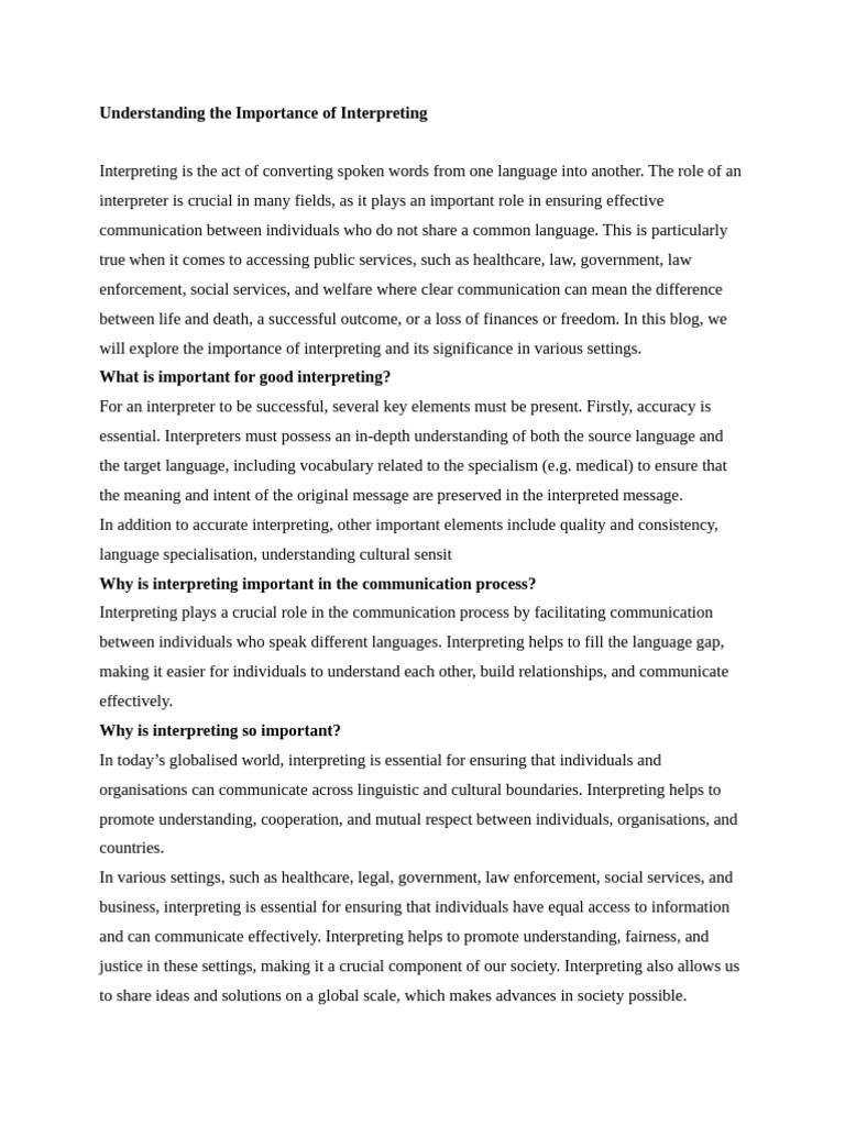 Understanding The Importance of Interpreting | PDF | Language Interpretation | Communication