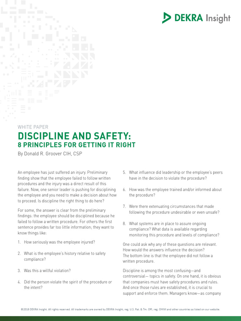 Discipline in Safety | PDF | Disciplines | Safety