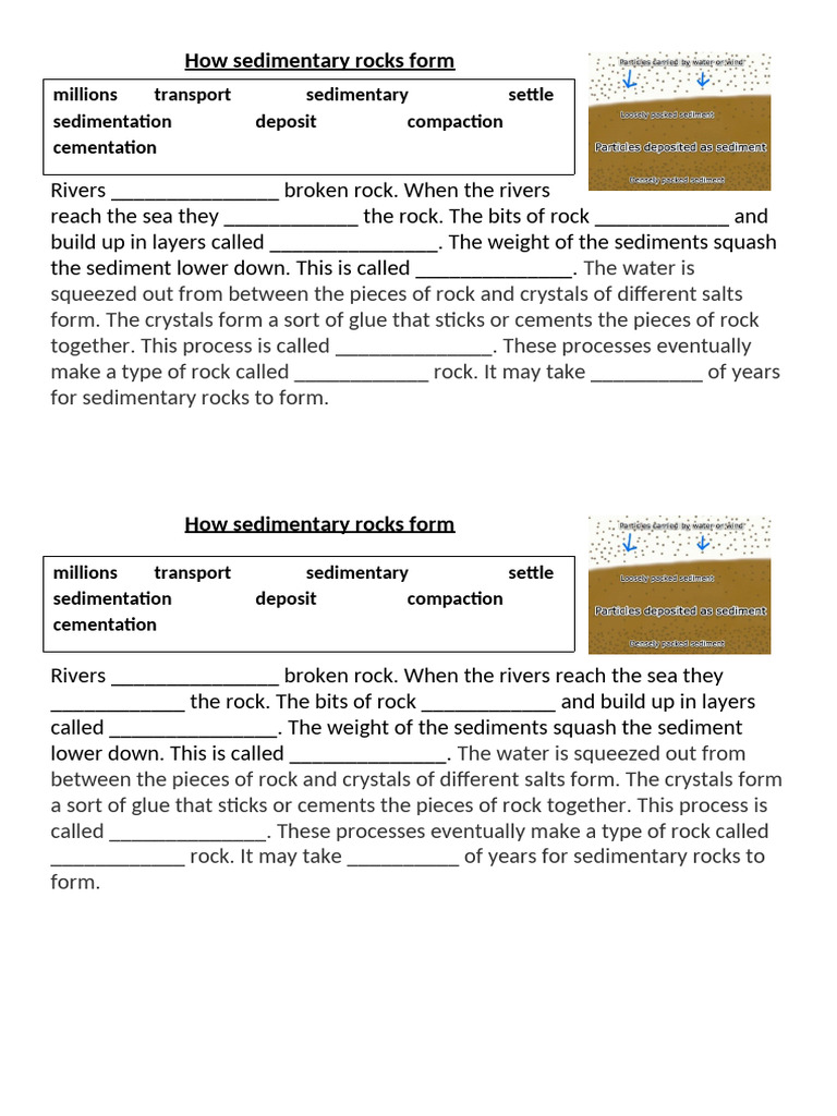 How Sedimentary Rocks Form Fill in Blanks | PDF