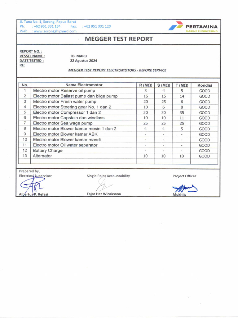 Megger - Test - Report - Before20241029 - 08405671 (1) Signed | PDF
