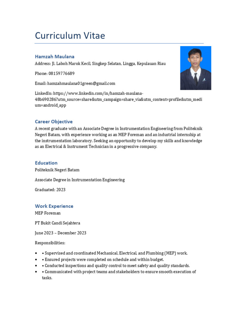 Hamzah Maulana CV | PDF