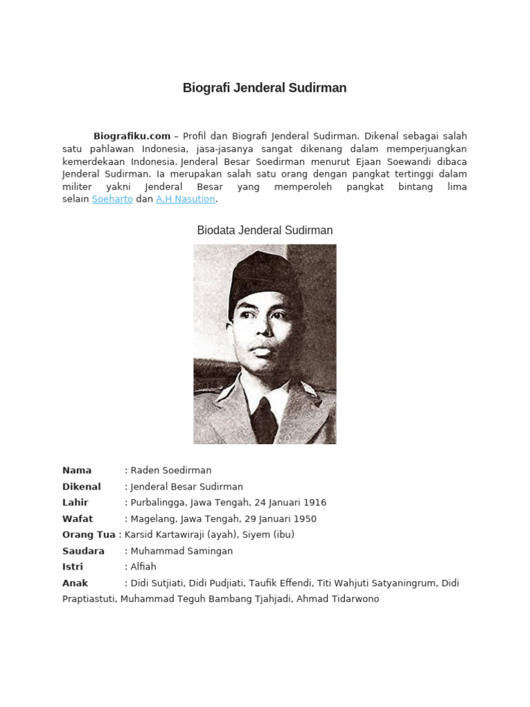 Biografi Jenderal Sudirman | PDF