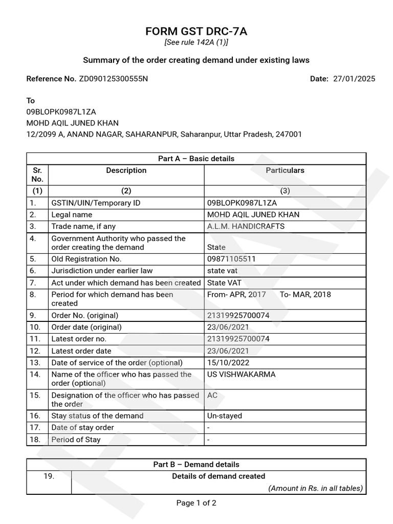 FORM GST DRC-7A (2) | PDF | Applications Of Cryptography | Access Control