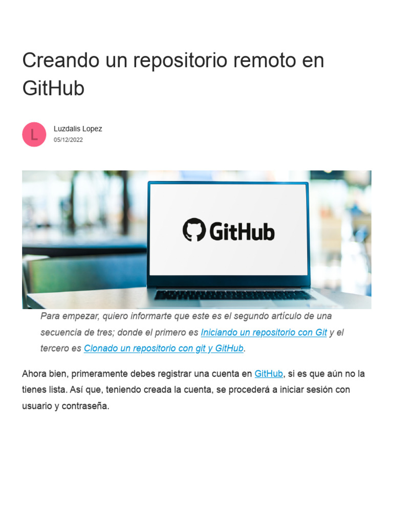 Creando Un Repositorio Remoto en GitHub | PDF | Desarrollo de software ...