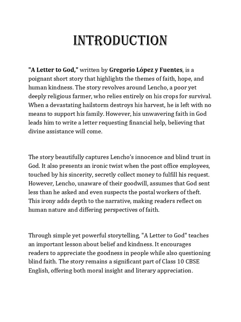 A LETTER TO GOD | PDF | Faith | Divinity