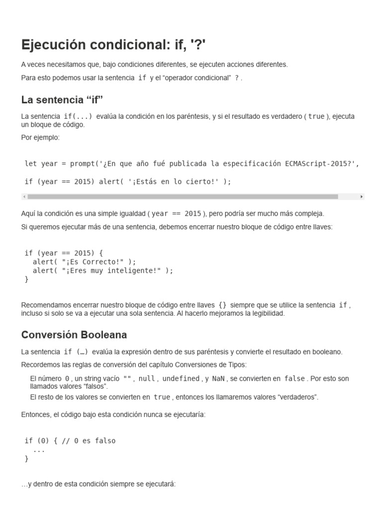 Ejecución Condicional If Operador Ternario | PDF | Ciencias de la ...