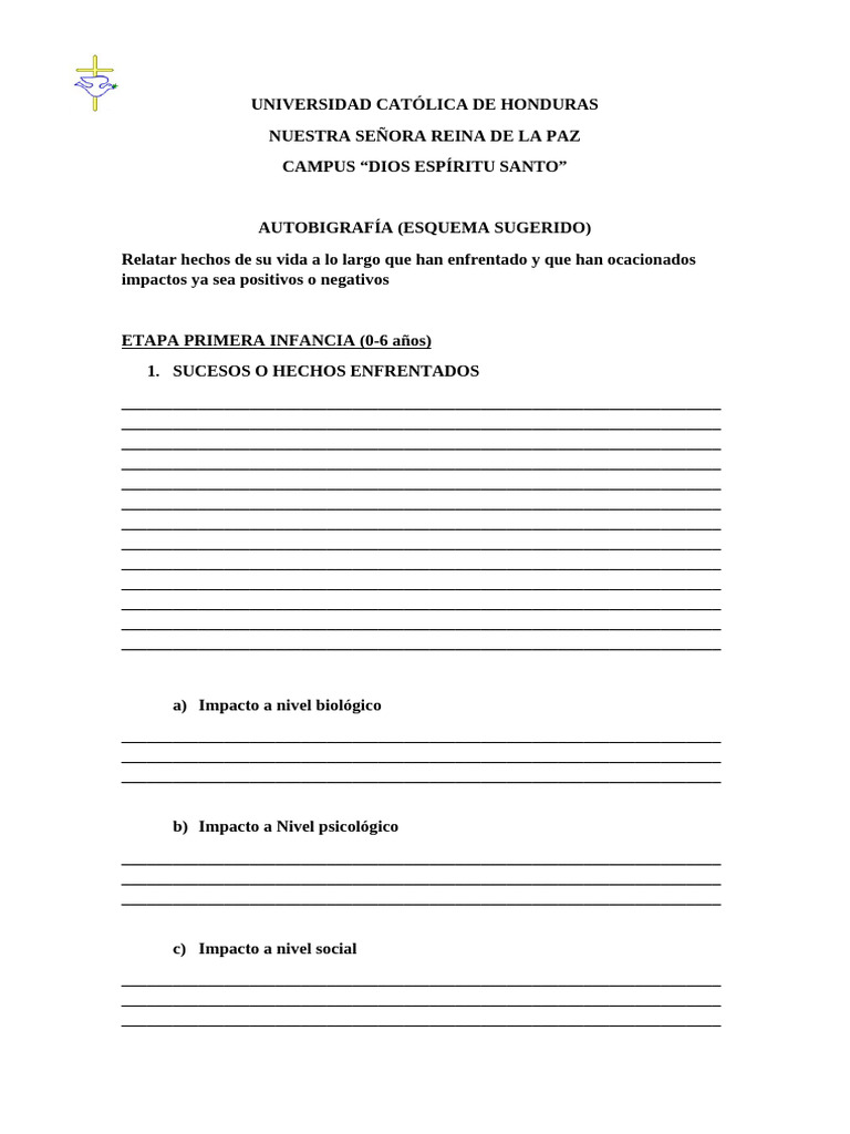 Esquema de Autobiografía Sugerido | PDF