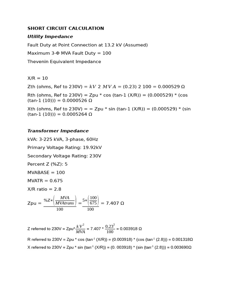 SHORT-CIRCUIT-CALCULATION | PDF | Electrical Impedance | Electronics