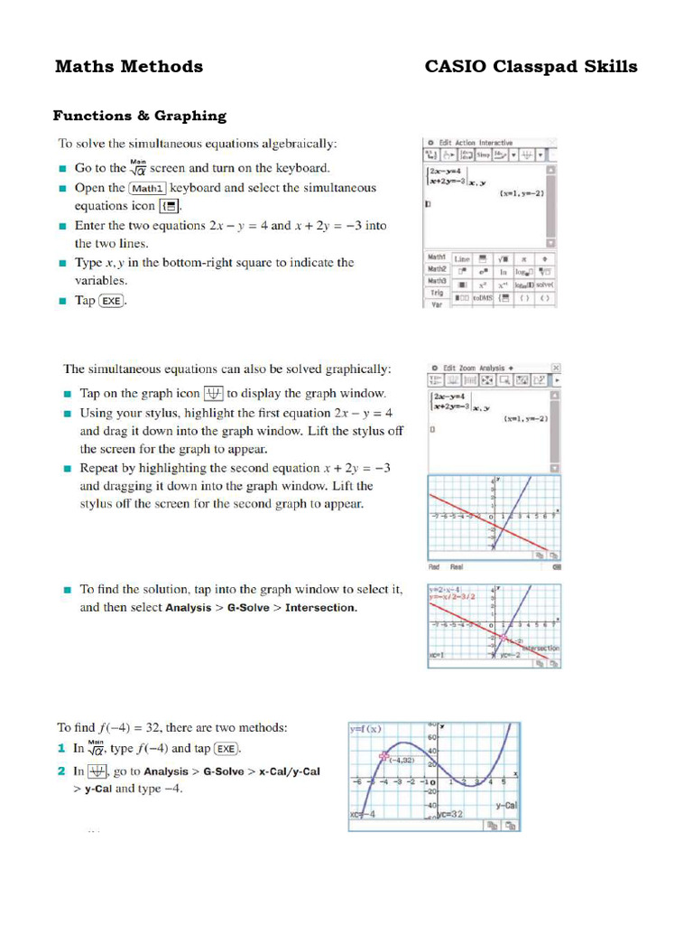 CASIO Classpad: Functions & Graphing Skills | PDF