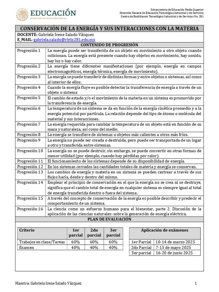 Temario - Criterios de Evaluaci-N - Reglamento - C | PDF | Calor | Fenomeno fisico