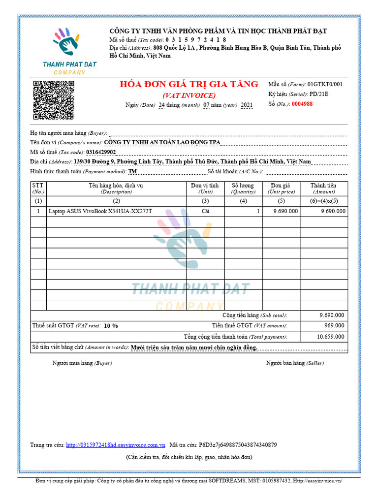 Hoadon 0315972418 0004988 20210917 | PDF