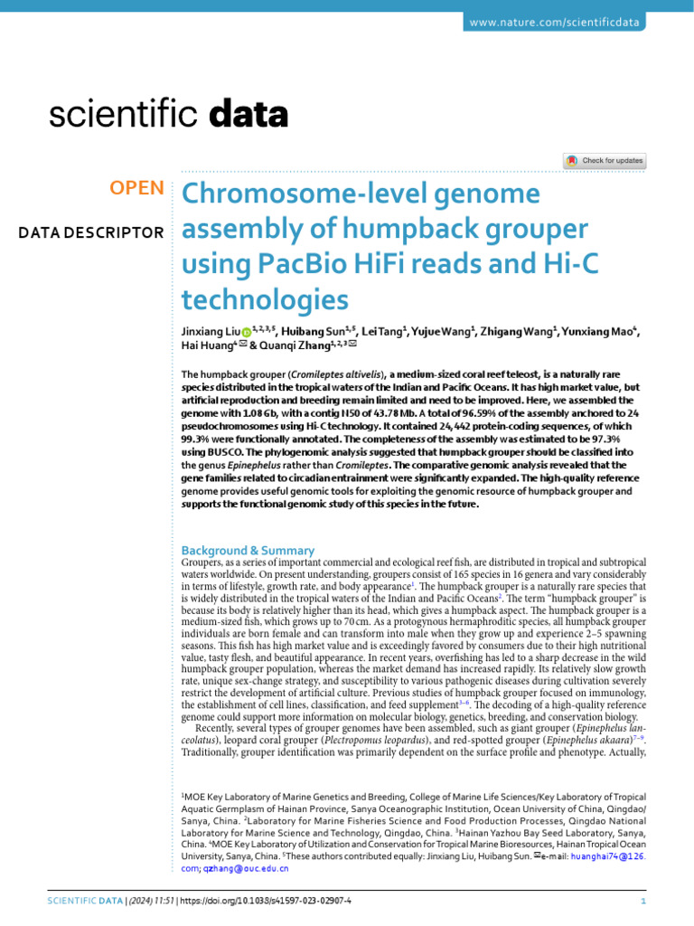 Liu et al_2024_Chromosome-level genome assembly of humpback grouper using PacBio HiFi reads ...