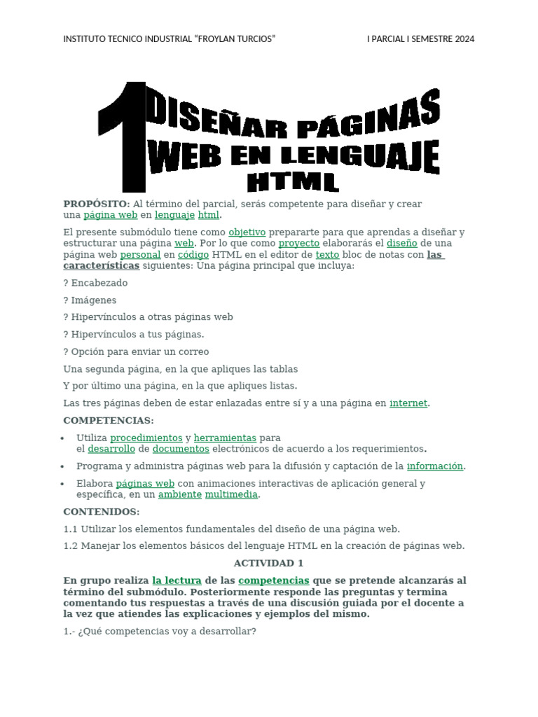 Tutorial de Diseño Web en HTML | PDF | HTML | Hipervínculo