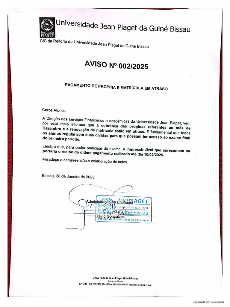 Pagamento Das Propinas. | PDF