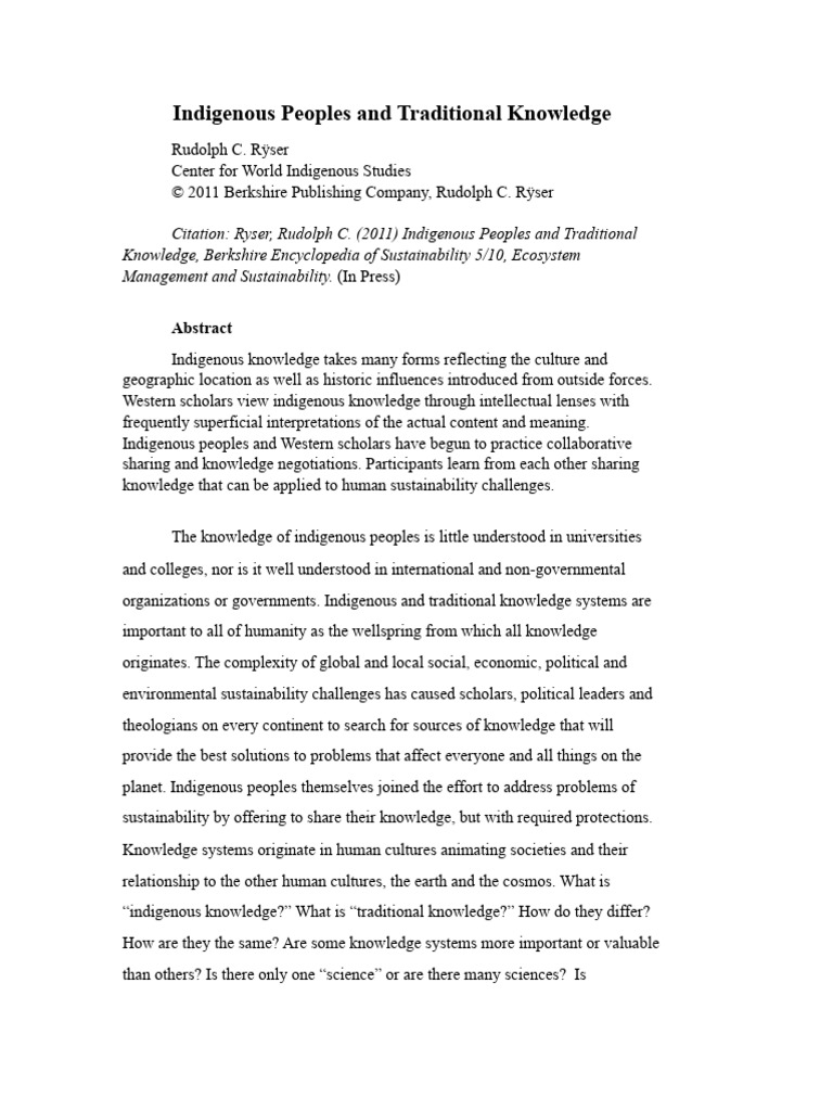 Indigenous and Traditional Knowledge | PDF | Knowledge | Traditional ...