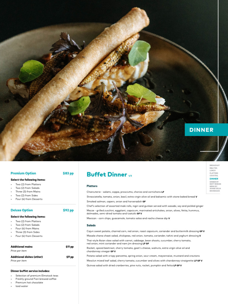Buffet Menu | PDF | Salad | Desserts