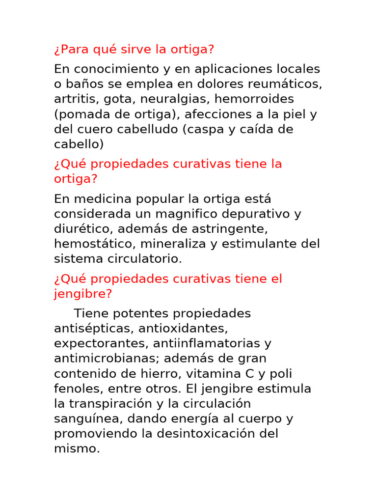 Para Qué Sirve La Ortiga | PDF
