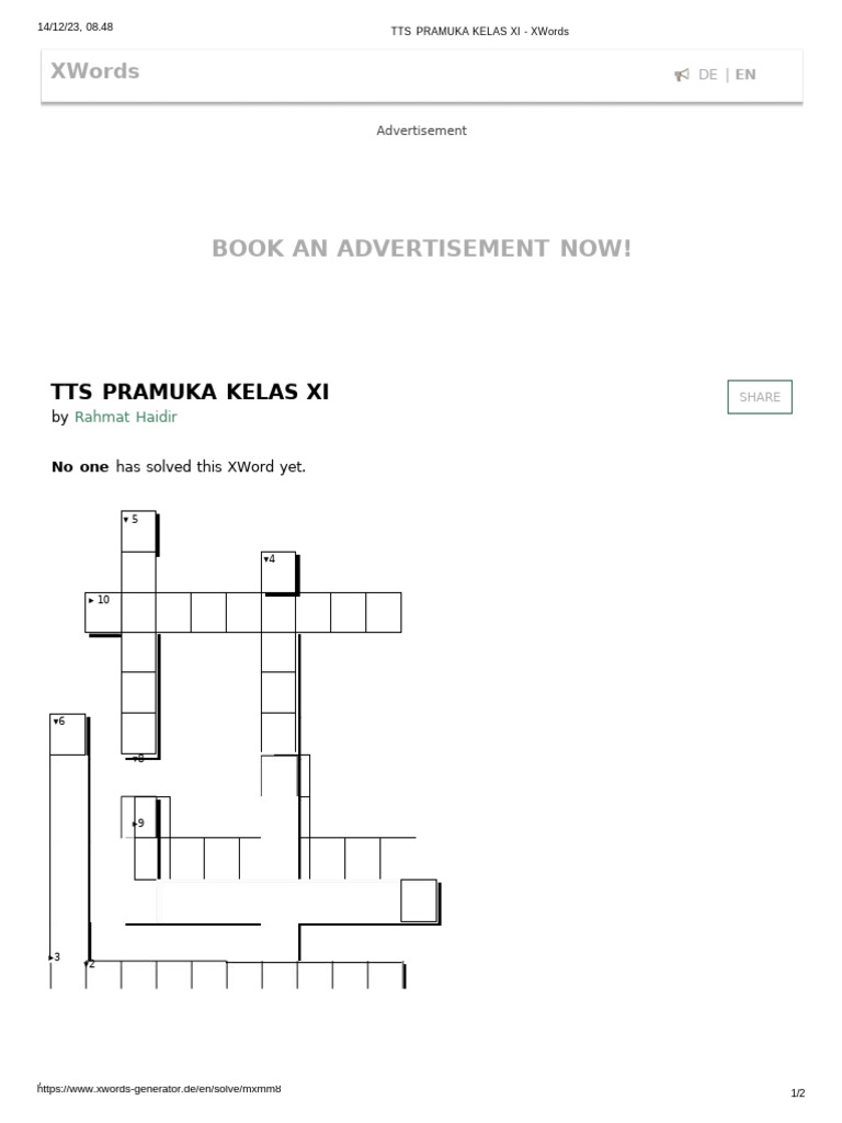 Book An Advertisement Now!: Xwords | PDF