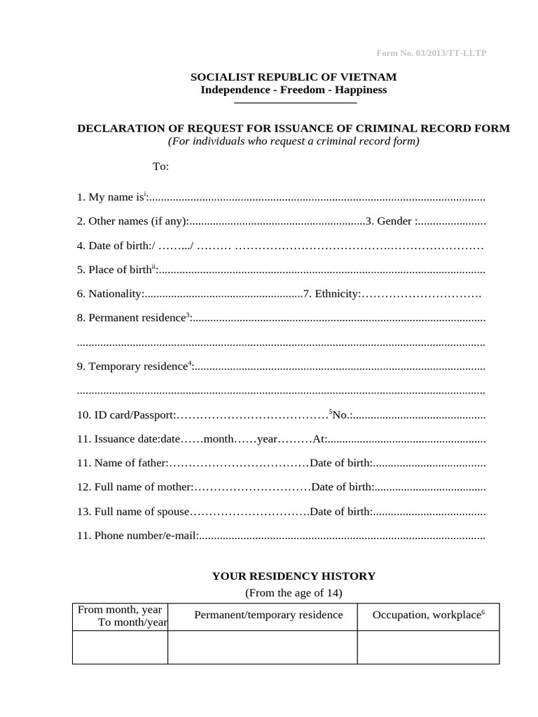 Criminal Record Form Declaration Guide | PDF | Criminal Record | Government
