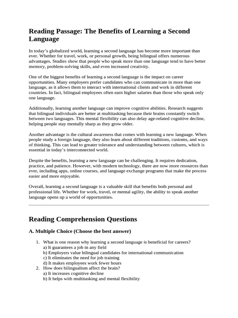 Reading Passage 4 Level B2 | PDF | Multilingualism | Educational Technology