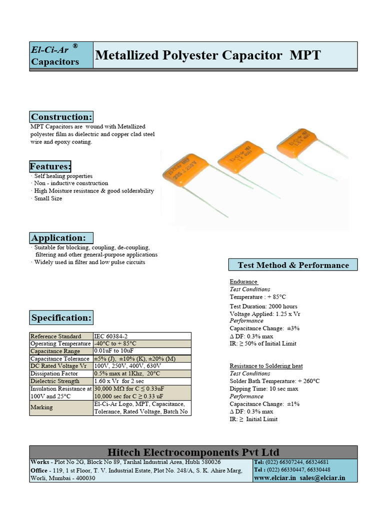 Hitech - Catalogue | PDF | Capacitor | Capacitance