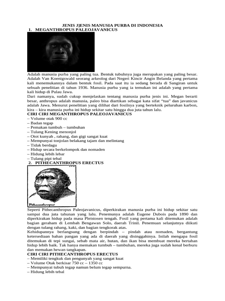 Jenis Manusia Purba di Indonesia | PDF