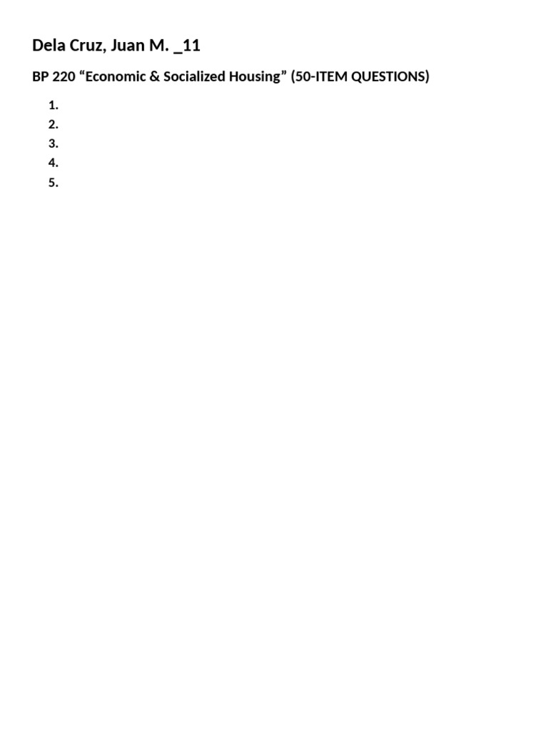 Quiz - 1 Format (50 Items Questions) | PDF