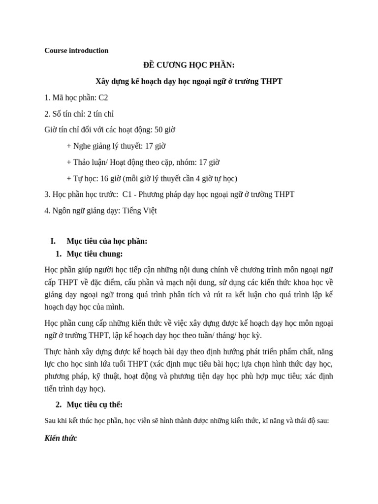 B1.Course introduction-THPT | PDF