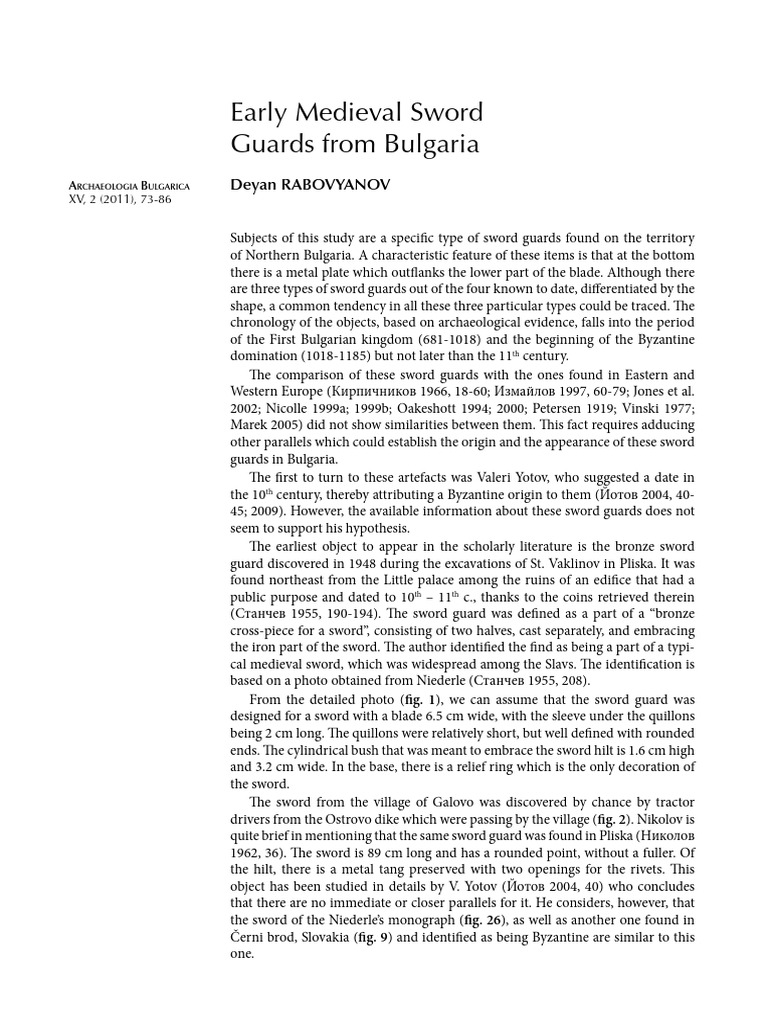 Early Medieval Sword Guards From Bulgari | PDF | Sword