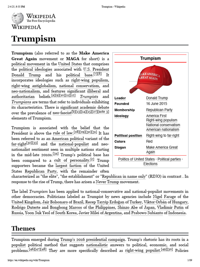Trumpism - Wikipedia | PDF | Populism | Republican Party (United States)