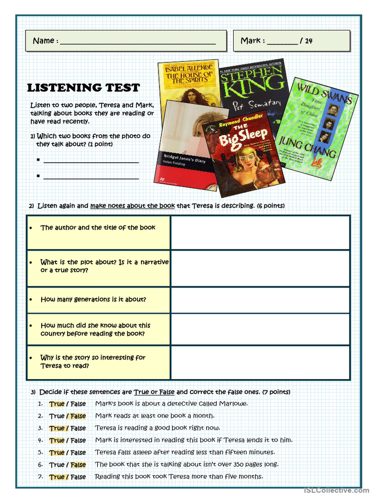 Reading Books - Listening | PDF