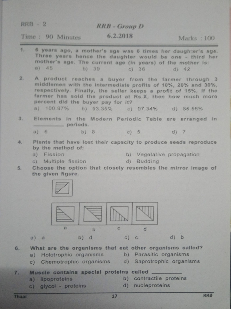 RRB Group D Question Paper | PDF