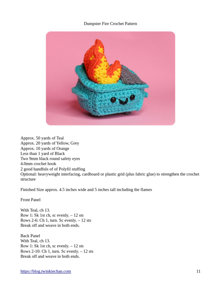Crochet Dumpster Fire Pattern Guide | PDF | Crochet | Sewing