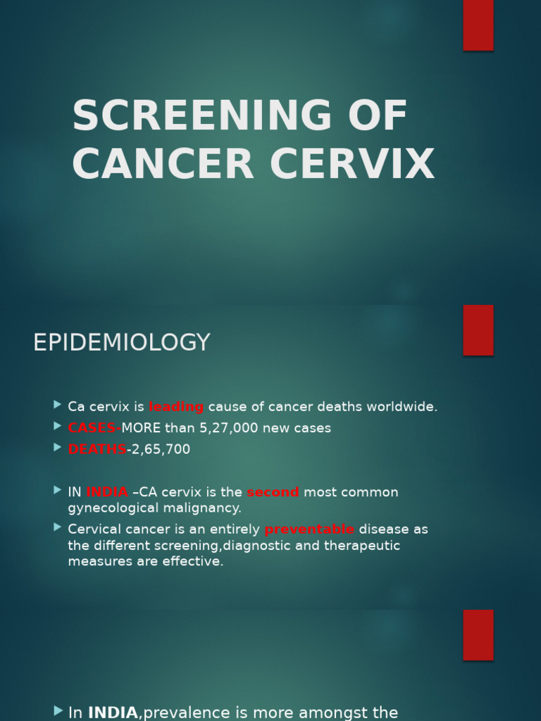 CA CERVIX Screening - Copy | PDF | Cervical Cancer | Medical Specialties
