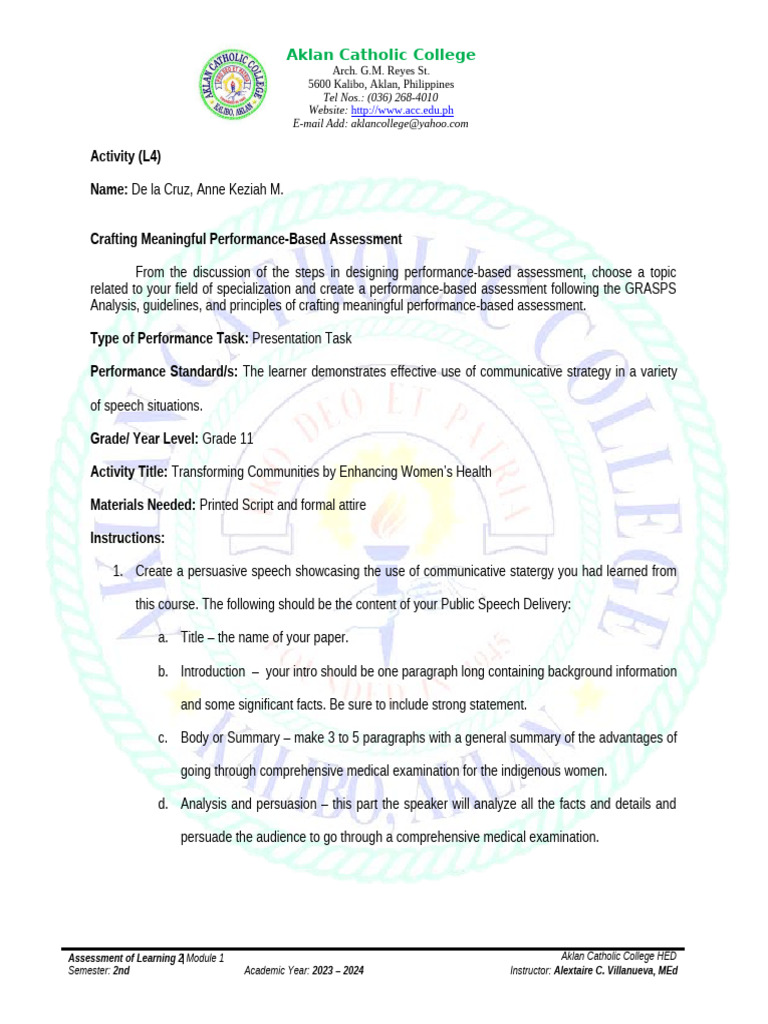 Activity 4 GRASP ANALYSIS 2 | PDF | Public Speaking | Cognitive Science