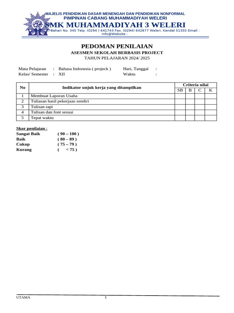 Skor Penilaian | PDF