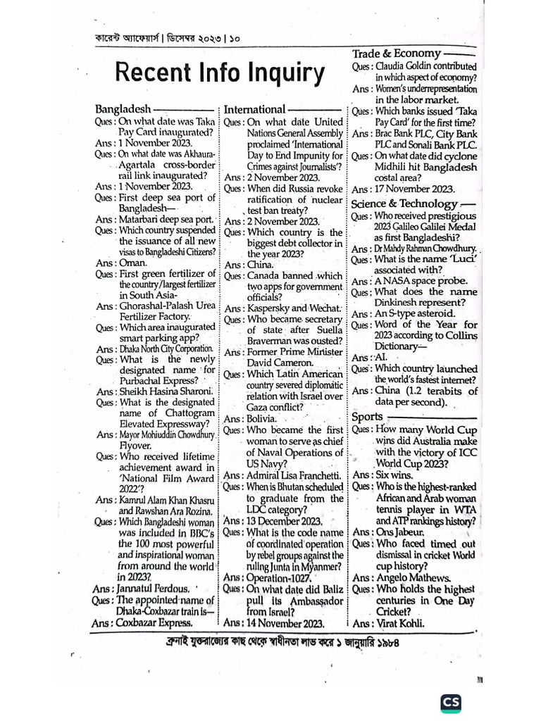 Current Affairs December Part 2 Pdf
