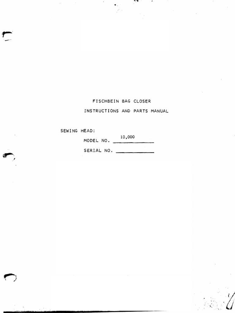 Fischbein Bag Closer Manual & Parts Guide | PDF | Sewing Machine ...