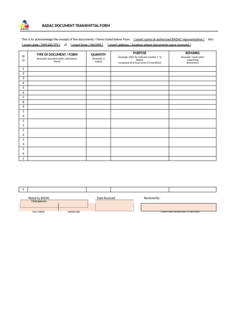 BADAC Document Receipt Acknowledgment | PDF