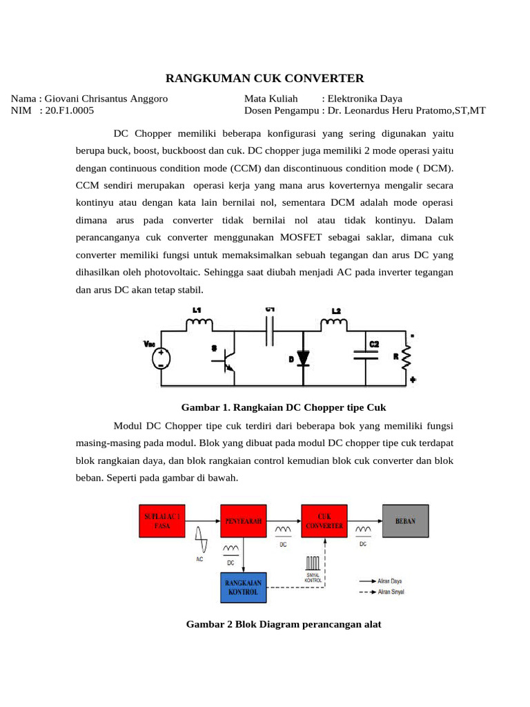Rangkuman Cuk Converter | PDF