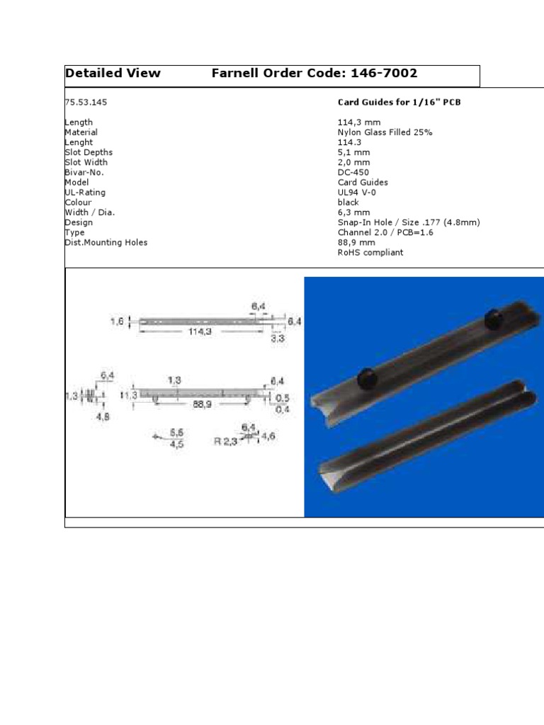 Detailed View Farnell Order Code: 146-7002 | PDF