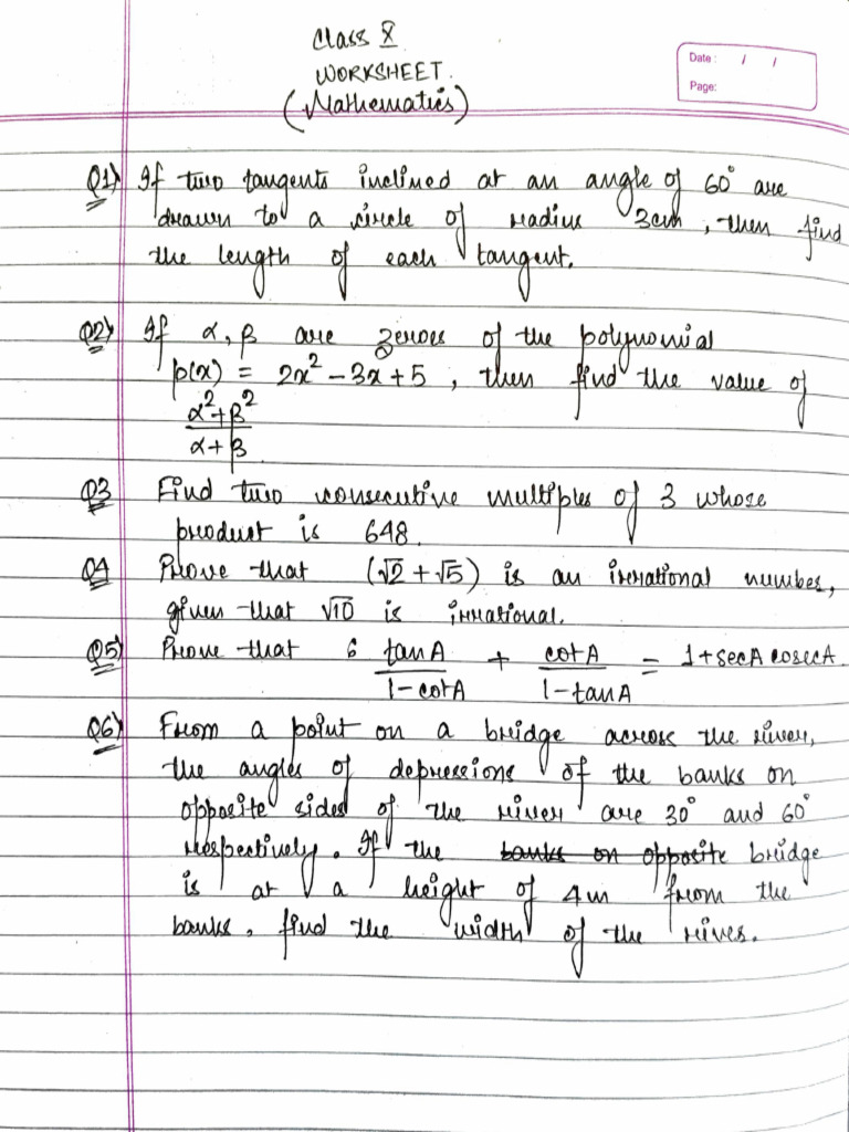 Class10 Worksheet | PDF