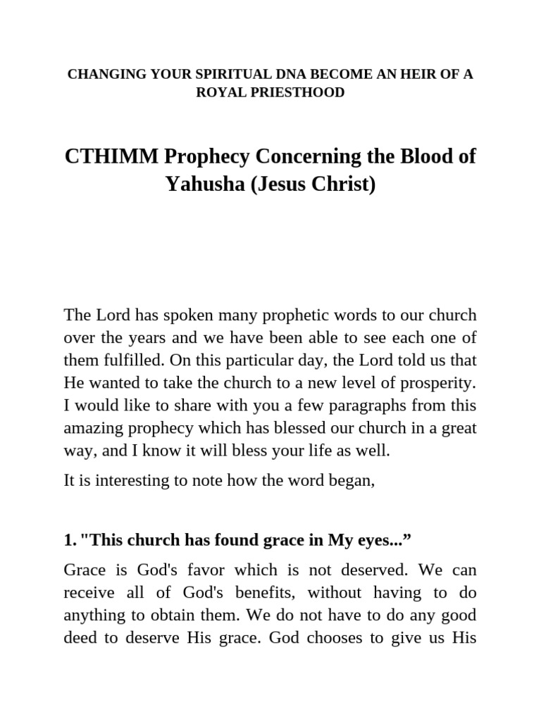 CTHIMM-Prophecy-Concerning-the-Blood-of-Yahusha | PDF | Prophecy ...