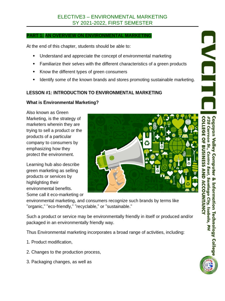 LESSON 1 - Introduction to Environmental Marketing | PDF | Marketing ... LESSON 1 - Introduction to Environmental Marketing | PDF | Marketing ...