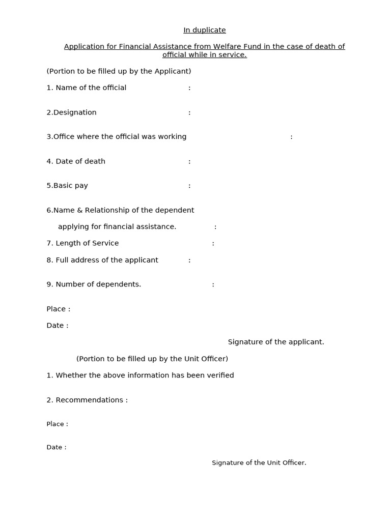 Financial Assistance Application Form | PDF