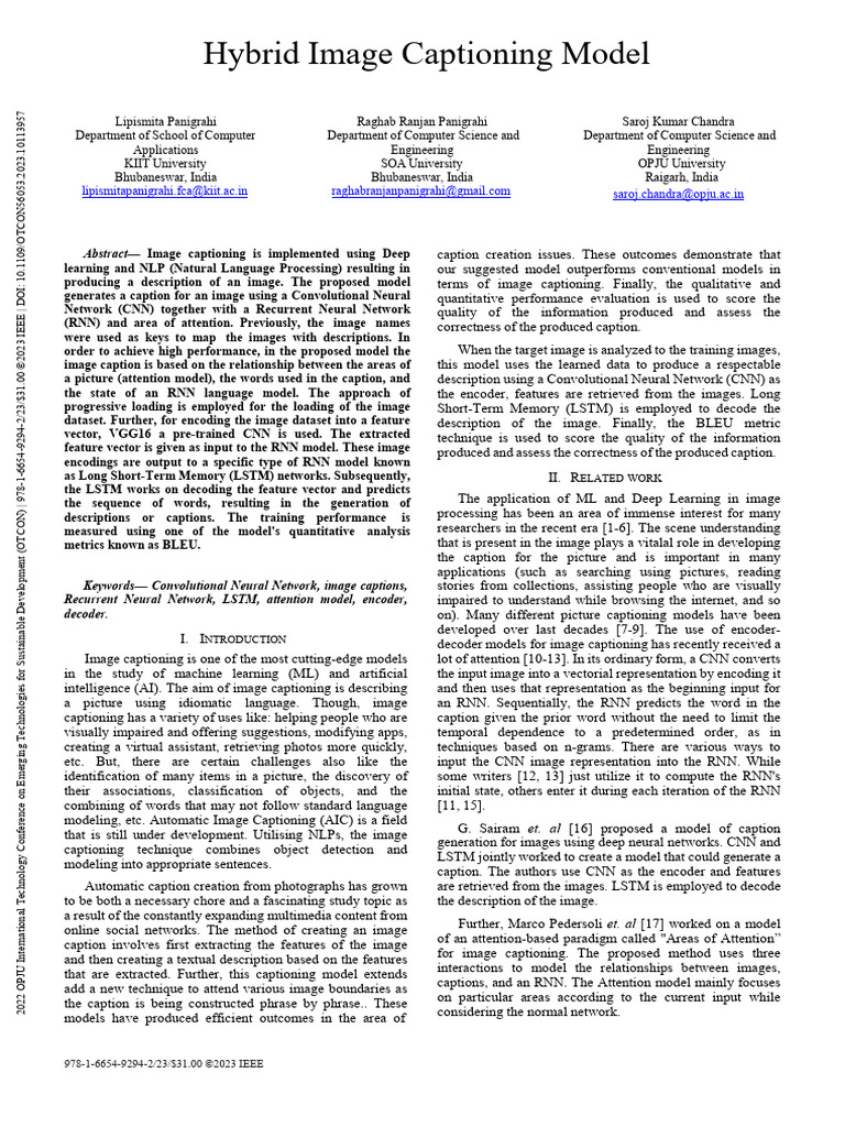 Hybrid Image Captioning Model | PDF | Deep Learning | Machine Learning