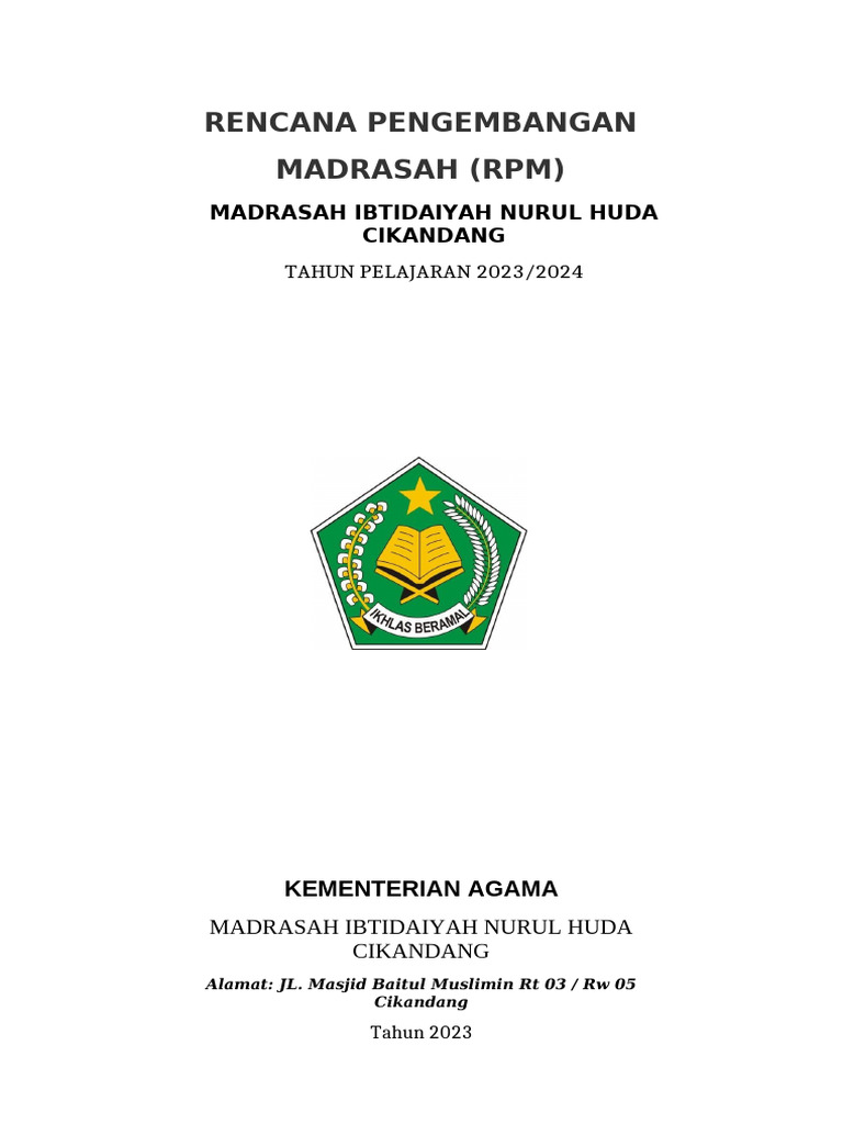 RENCANA PENGEMBANGAN MADRASAH (RPM) | PDF