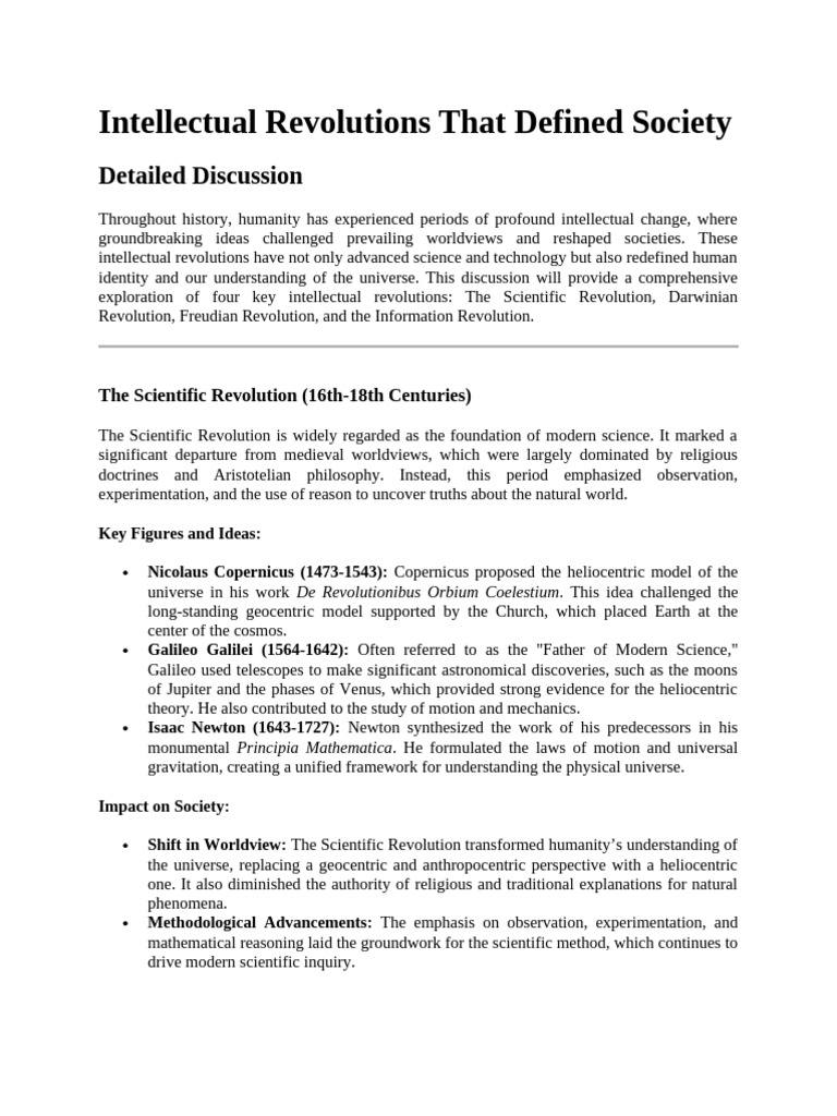 Key Intellectual Revolutions Explained | PDF | Sigmund Freud ...