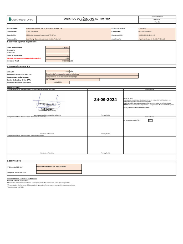 Solicitud Código AF - Eq. Menores P' Monitoreos | PDF | Economias