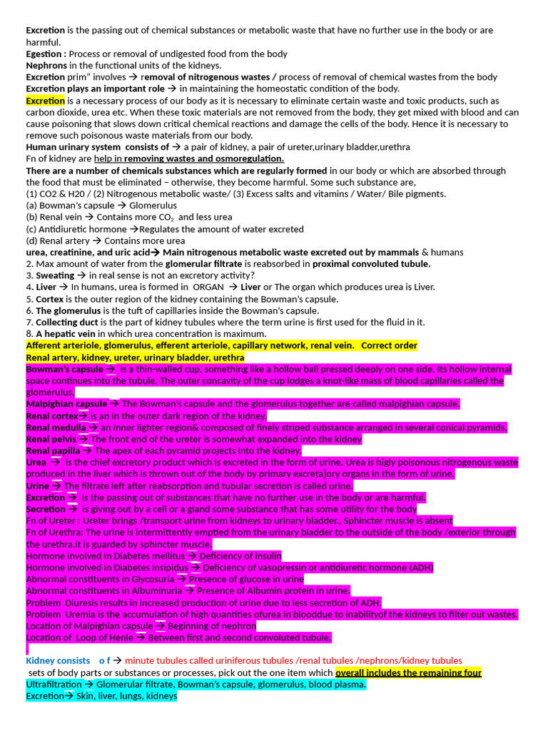 Bio Selina From Byjus Excretory System Reference Any Doubt Refer Byjus | PDF | Kidney | Urinary ...